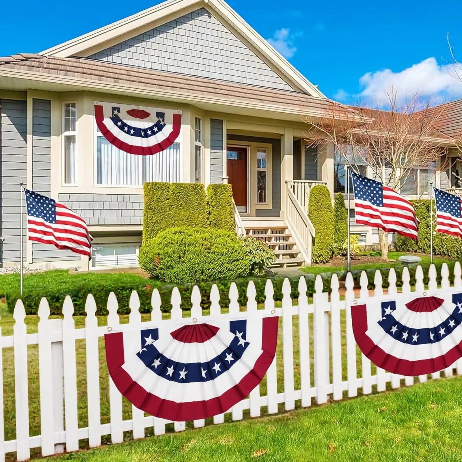 6 Pack American Bunting Flags 3x1.5 ft for Outdoor, Embroidered USA ...