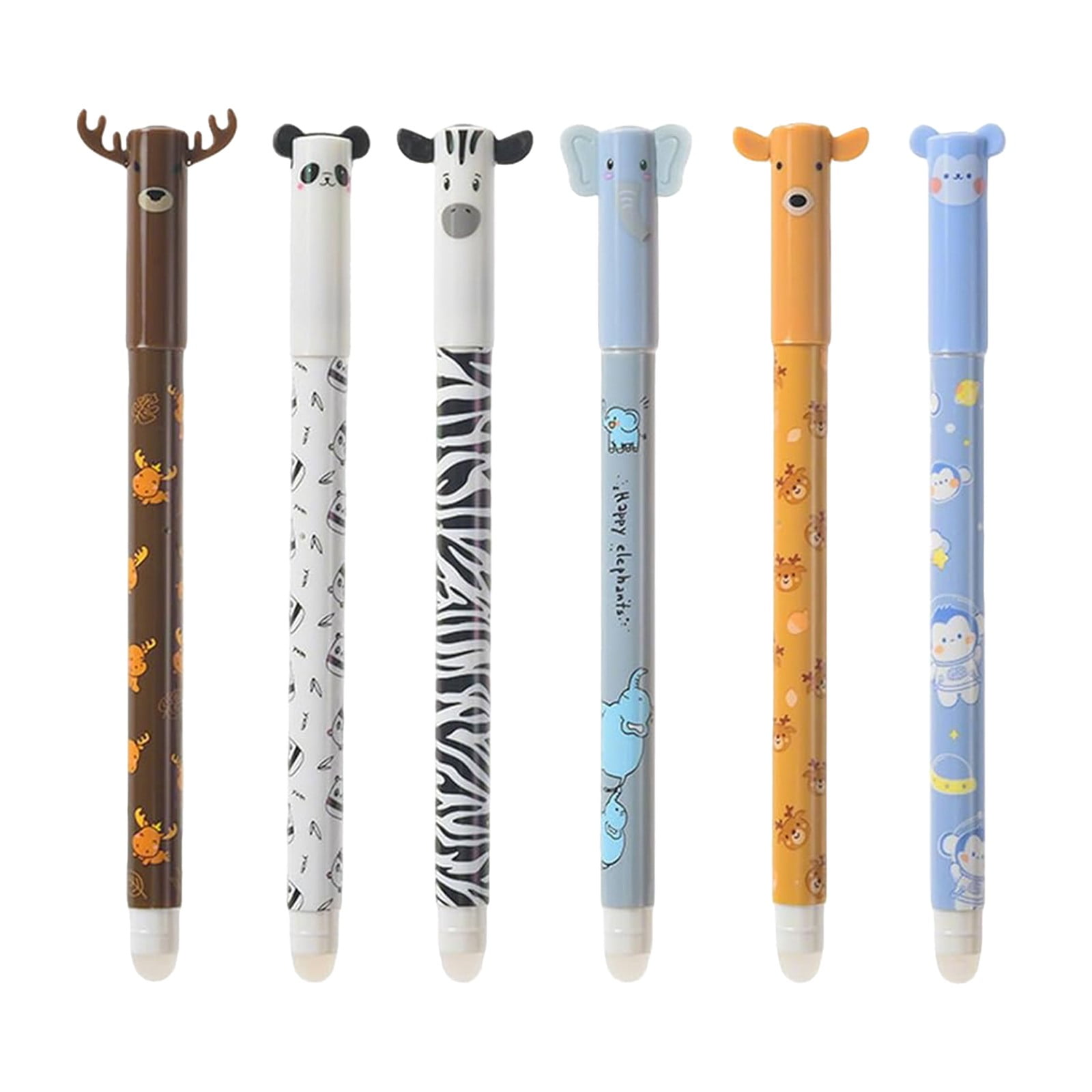 6-Pack Animal Erasable Gel Pens – 0.5 Mm Retractable Rollerball with ...