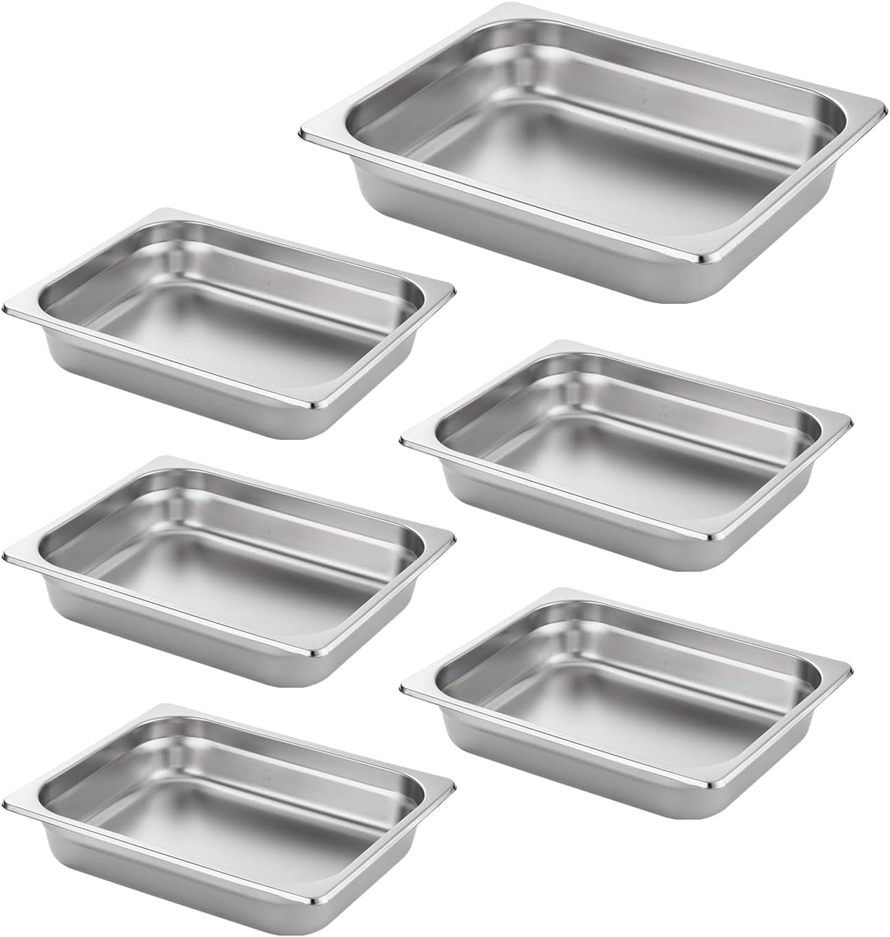 6 Pack Anti-Jam Hotel Pans, 1/2 Size 2 1/2 Inch Deep, Commercial ...