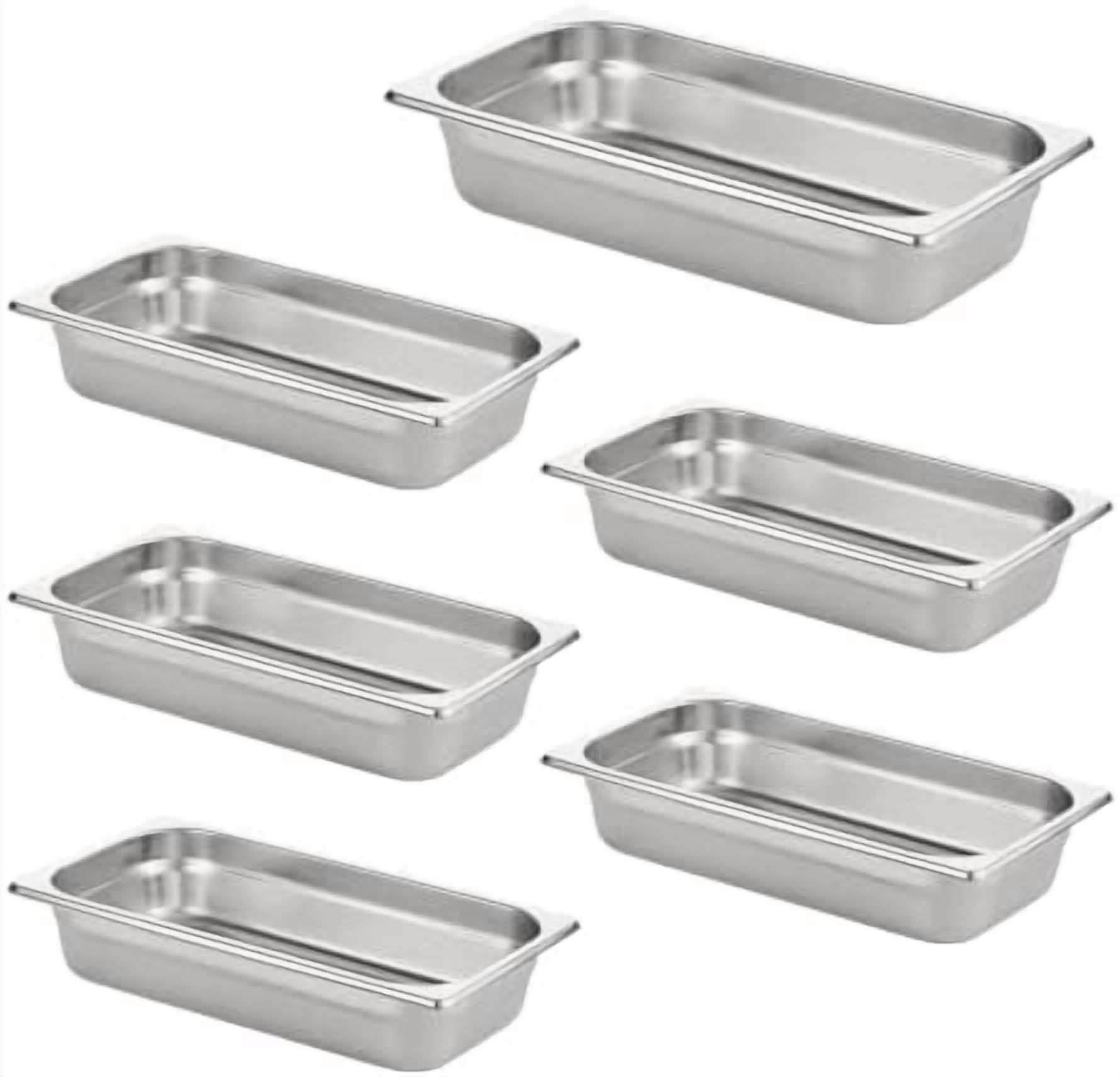 6 Pack Anti-Jam Hotel Pans, 1/3 Size 2 1/2 Inch Deep, Commercial ...