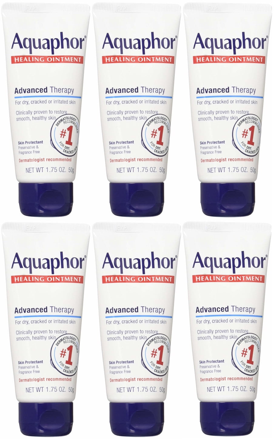 Aquaphor Healing Ointment, 6 Pack, 1.75oz Tubes, Relieves Dry, Cracked ...