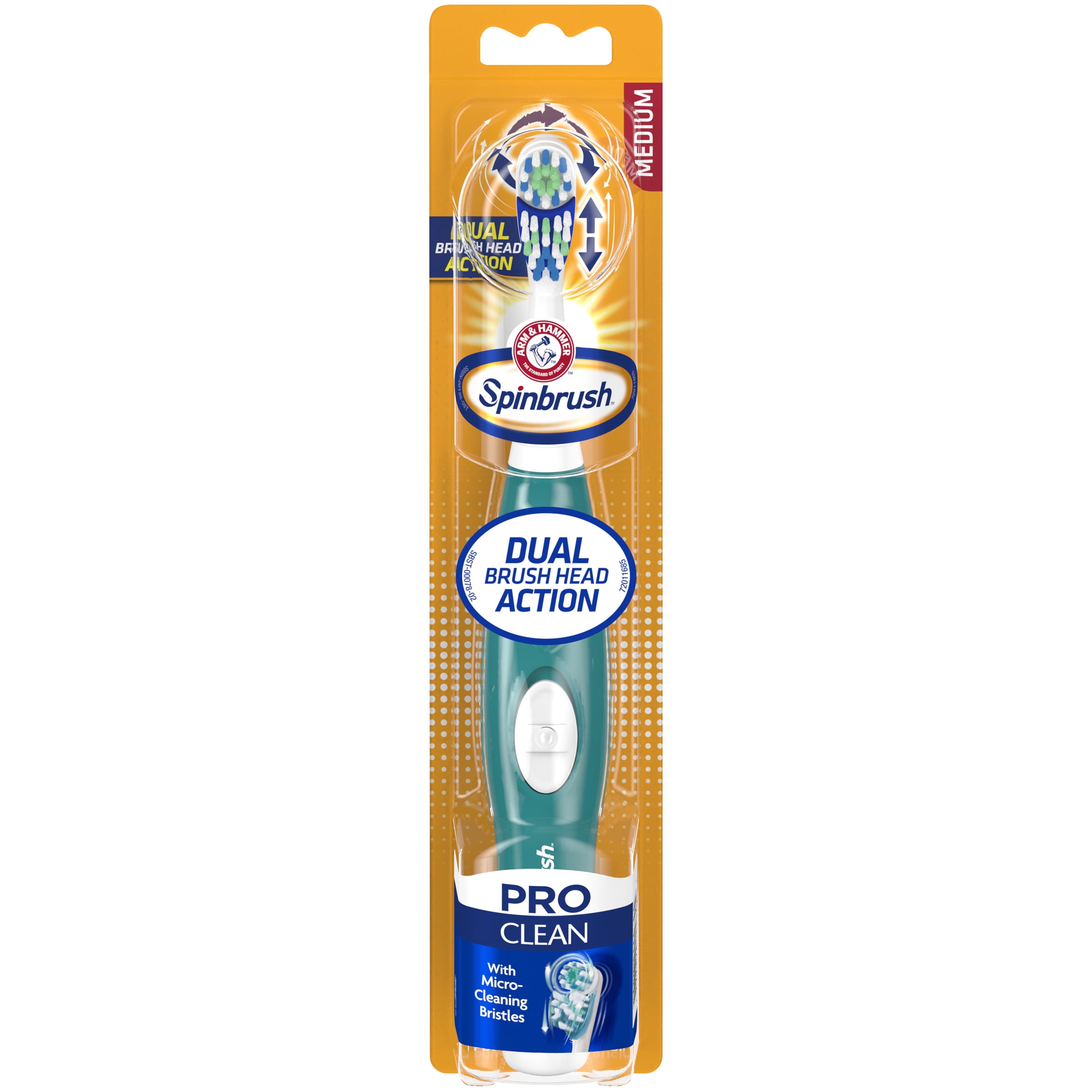 6 Pack Arm & Hammer Spinbrush Pro Clean Battery Toothbrush, Medium, 1 ...