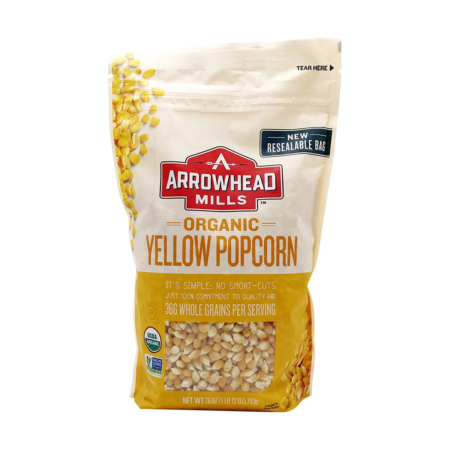 Arrowhead Mills Organic Yellow Popcorn, Excellent Source of Fiber, 6 ...