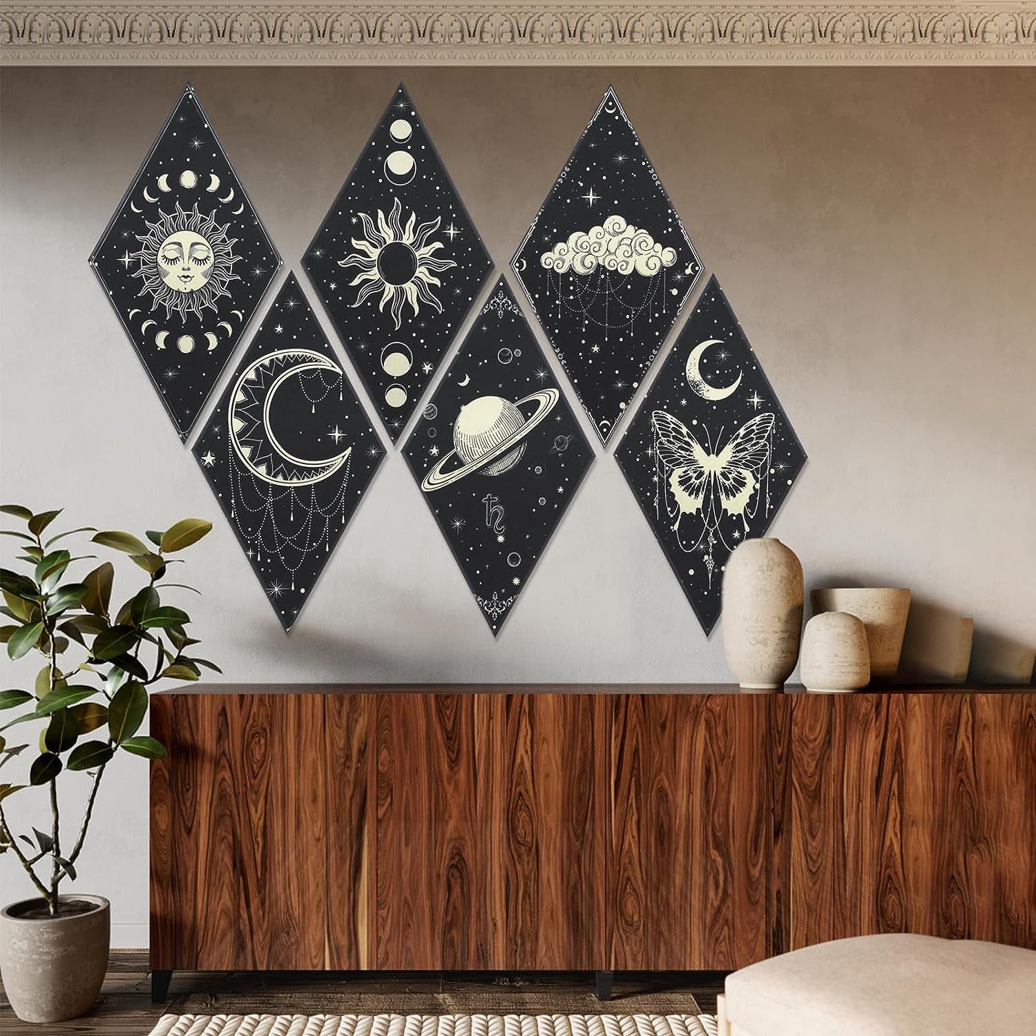 6 Pack Art Acoustic Panels Soundproof Wall Decor with -Adhesive, Boho ...