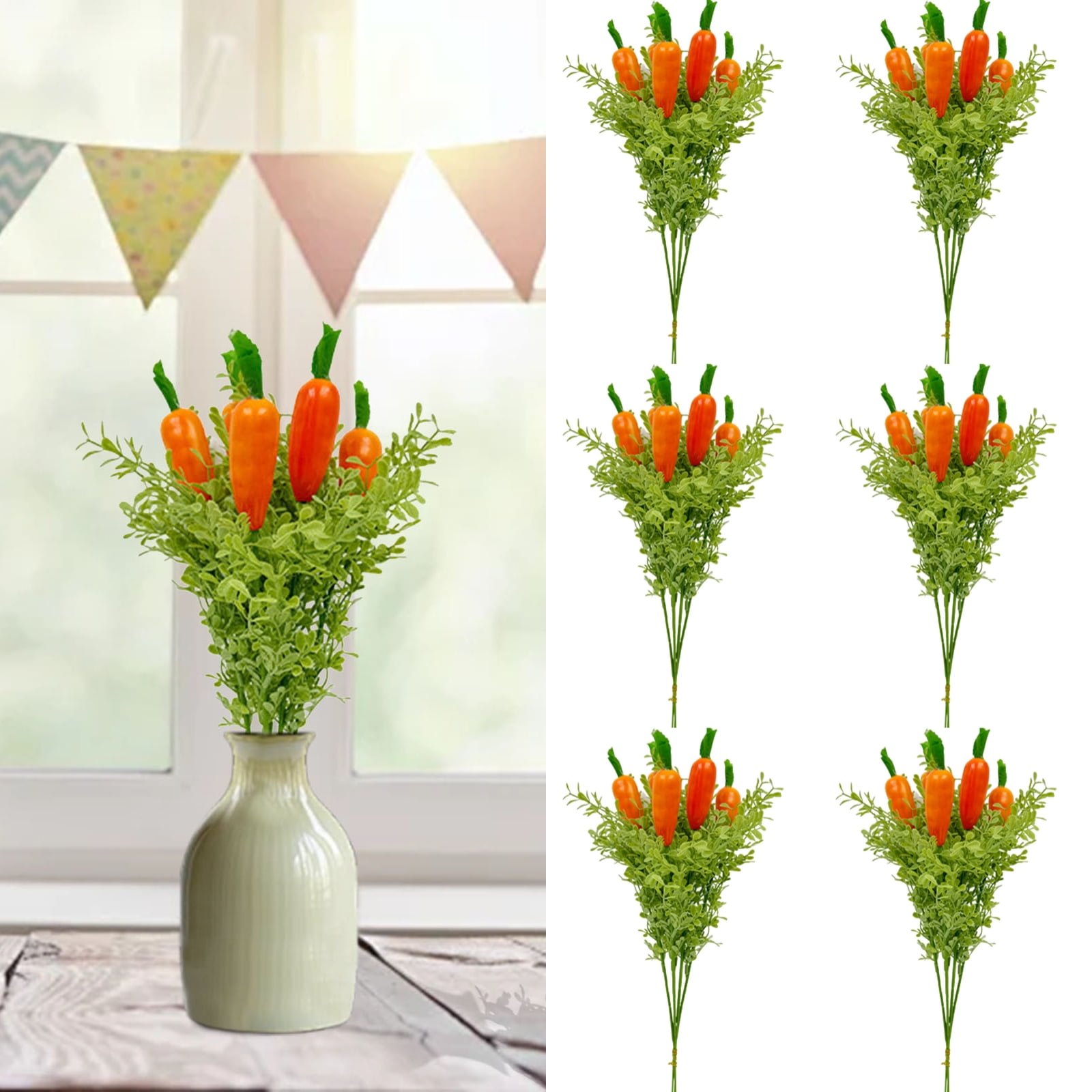 6 Pack Artificial Easter Carrot Picks Home Decor Realistic Foam Carrots ...