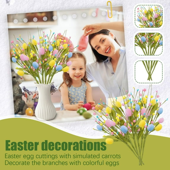 6 Pack Artificial Easter Egg Picks 13.6inch Easter Egg Tree Branches ...