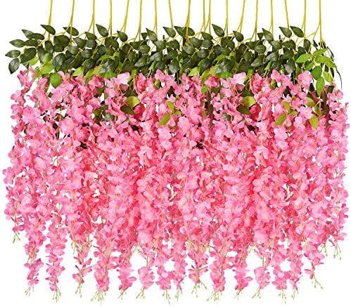 6 Pack Artificial Fake Wisteria Vine Ratta Hanging Garland Silk Flowers ...