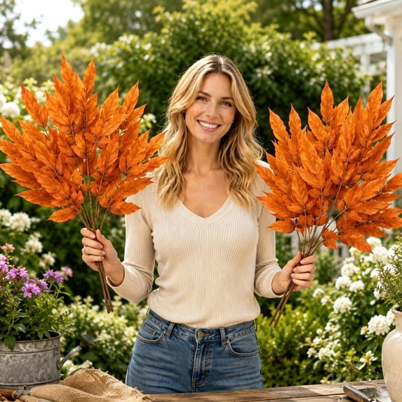 6 Pack Artificial Faux Leaves Picks for Indoor Outdoor Decor - Fake ...