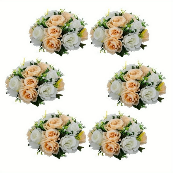 6-Pack Artificial Flower Ball Arrangements – Plastic Rose Centerpieces ...