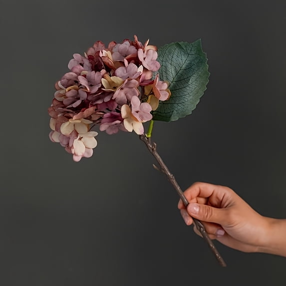 6-Pack Artificial Hydrangea Flowers – Realistic Fall Faux Hydrangeas ...