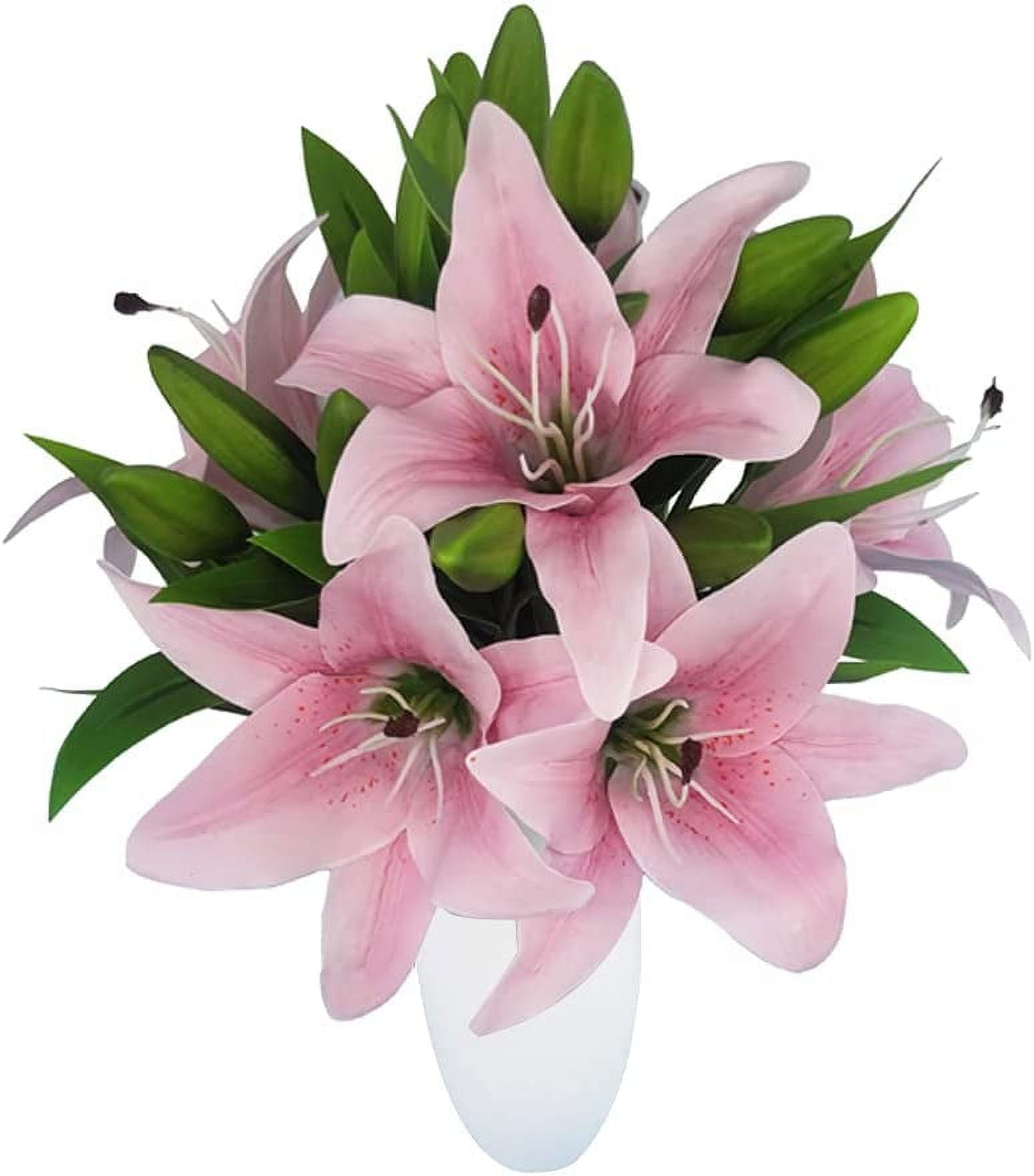 6 Pack Artificial Lily Flowers Real Touch Fake Lilies Flowers for Home ...