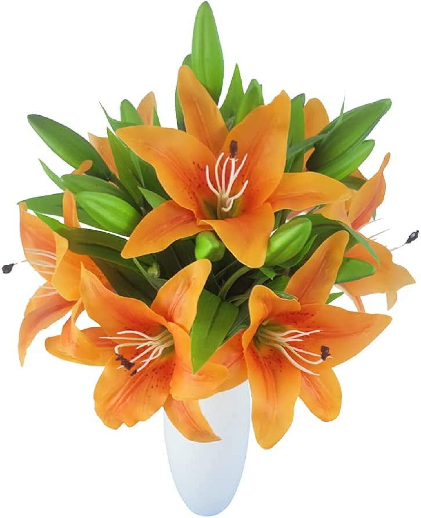6 Pack Artificial Lily Flowers Real Touch Fake Lilies Flowers for Home ...