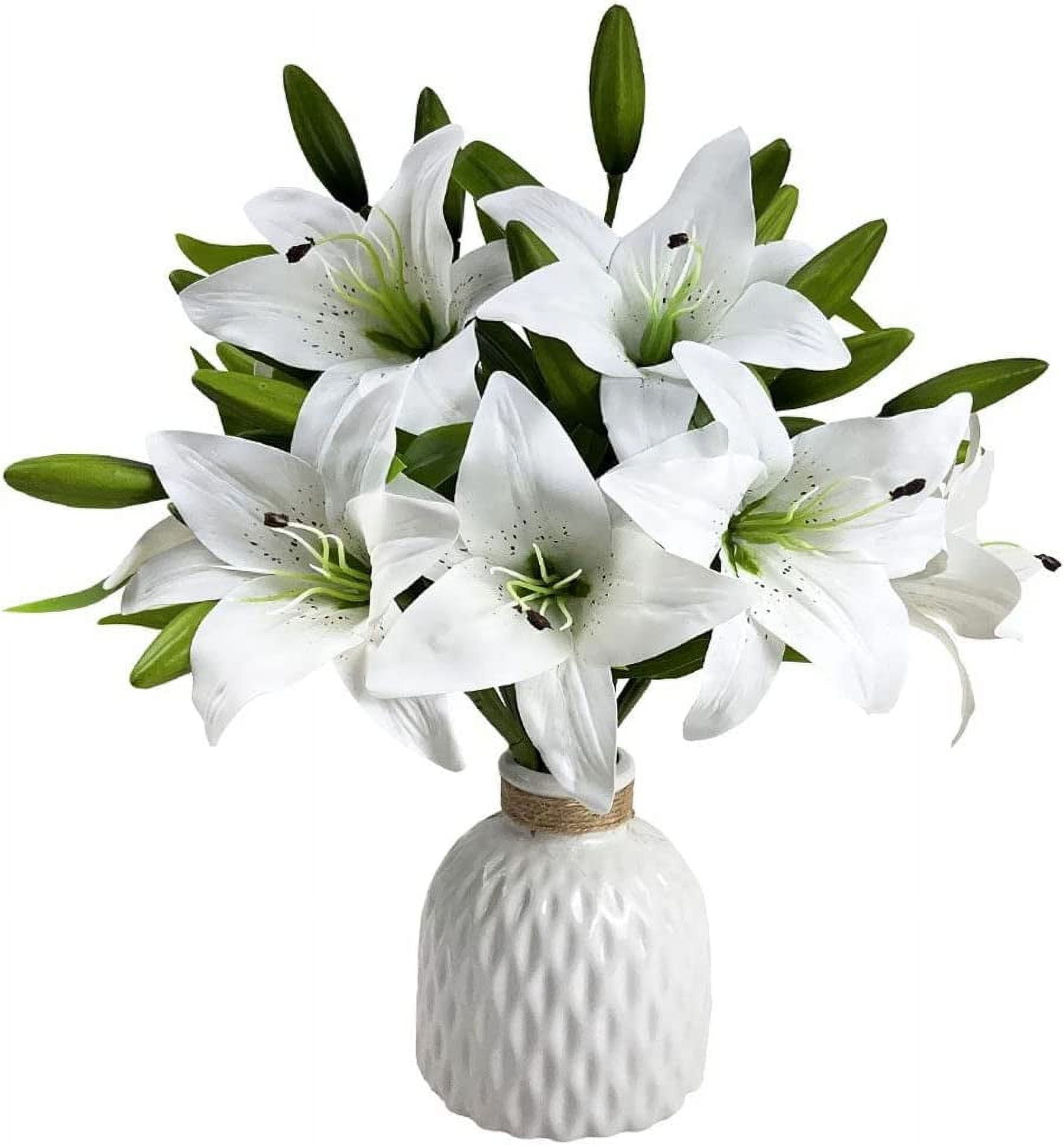 6 Pack Artificial Lily Flowers Real Touch Fake Lilies Flowers for Home ...
