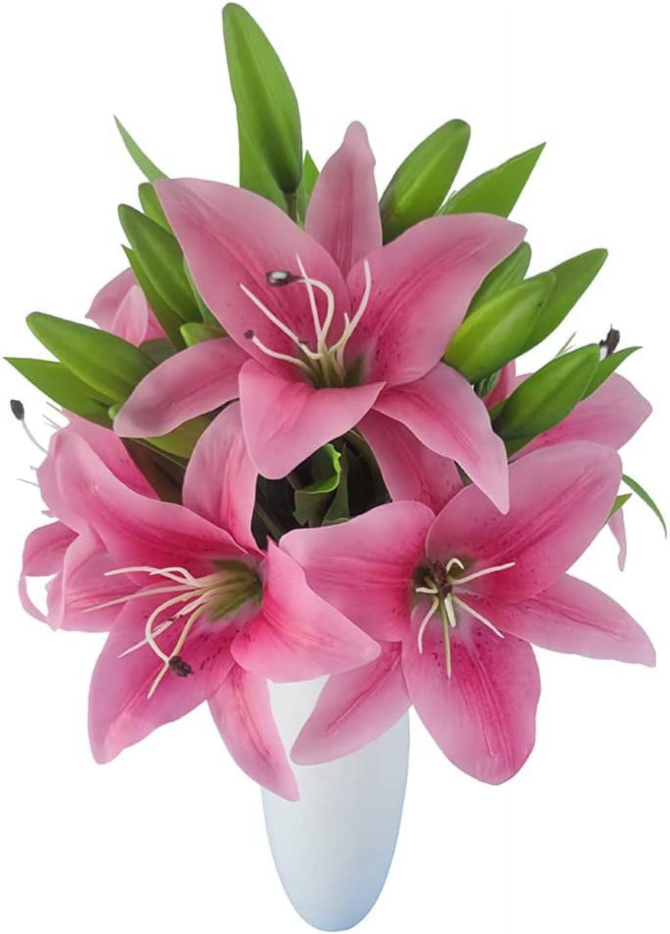 6 Pack Artificial Lily Flowers Real Touch Fake Lilies Flowers for Home ...