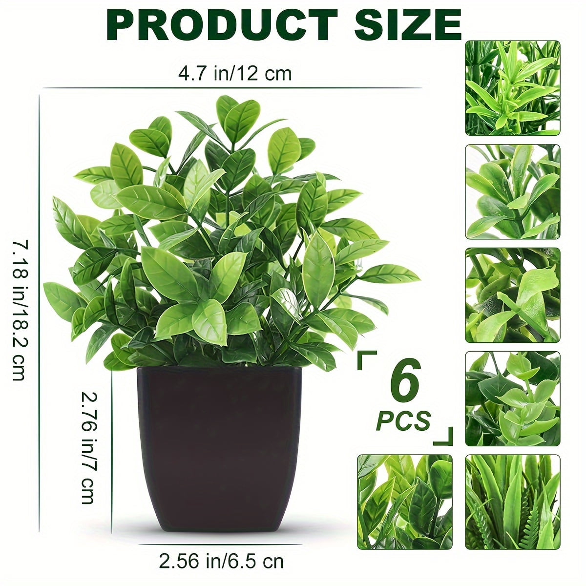 6 Pack, Artificial Potted Plants Mini Fake Plants, Eucalyptus Potted ...