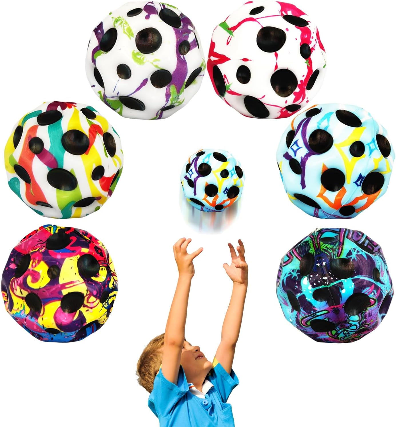 6 Pack Astro Jump Ball, Multicolored Spaceballs, Mini Bounce Ball ...