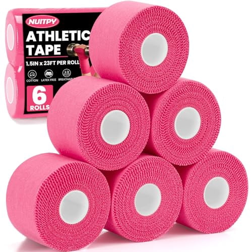 6 Pack Athletic Tape, Pink Sports Tape, Easy Tear Wrist Tape, Strong ...