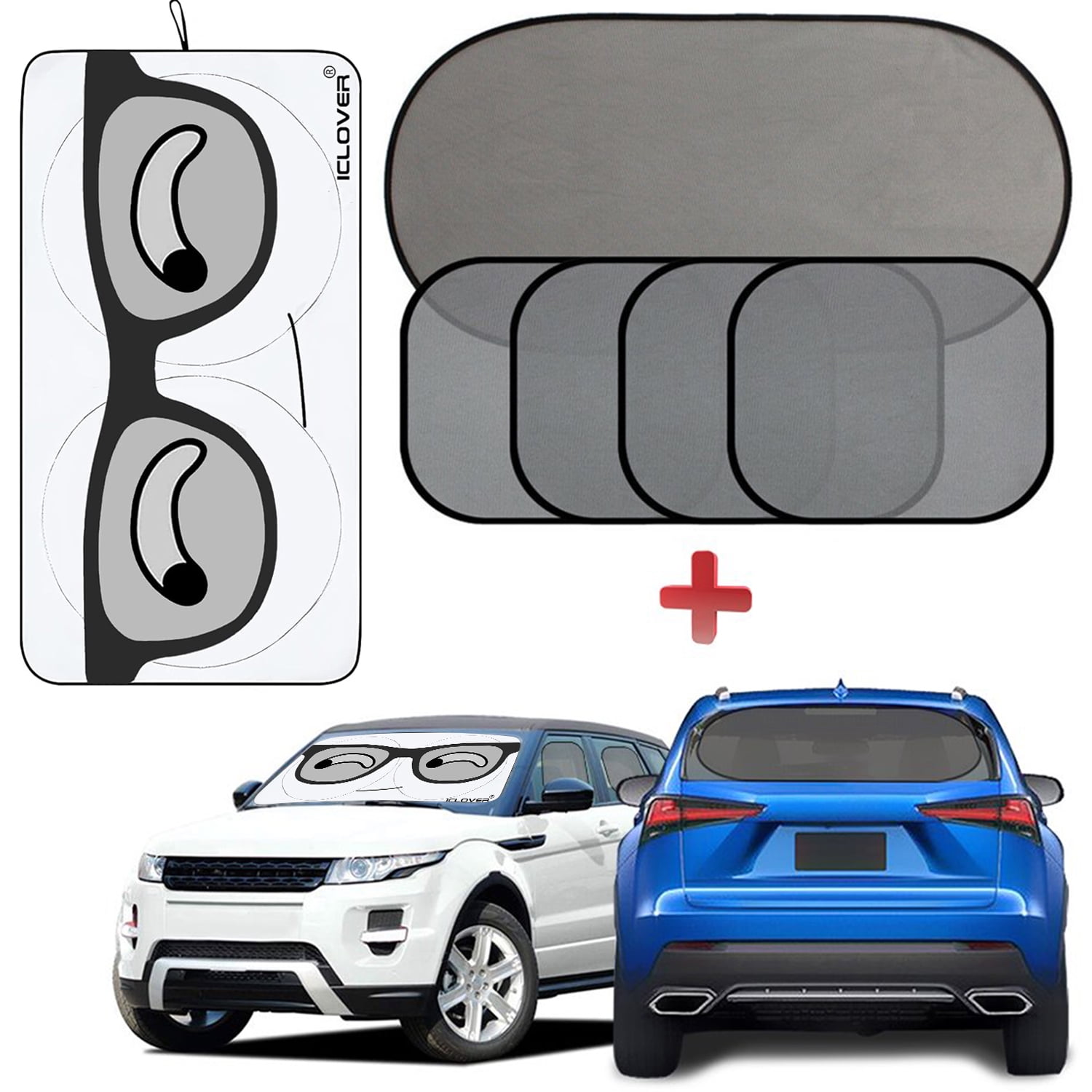 [6 Pack] Auto Windshield Sun Shade for Car, IC ICLOVER 59"x33" Big Eyes ...