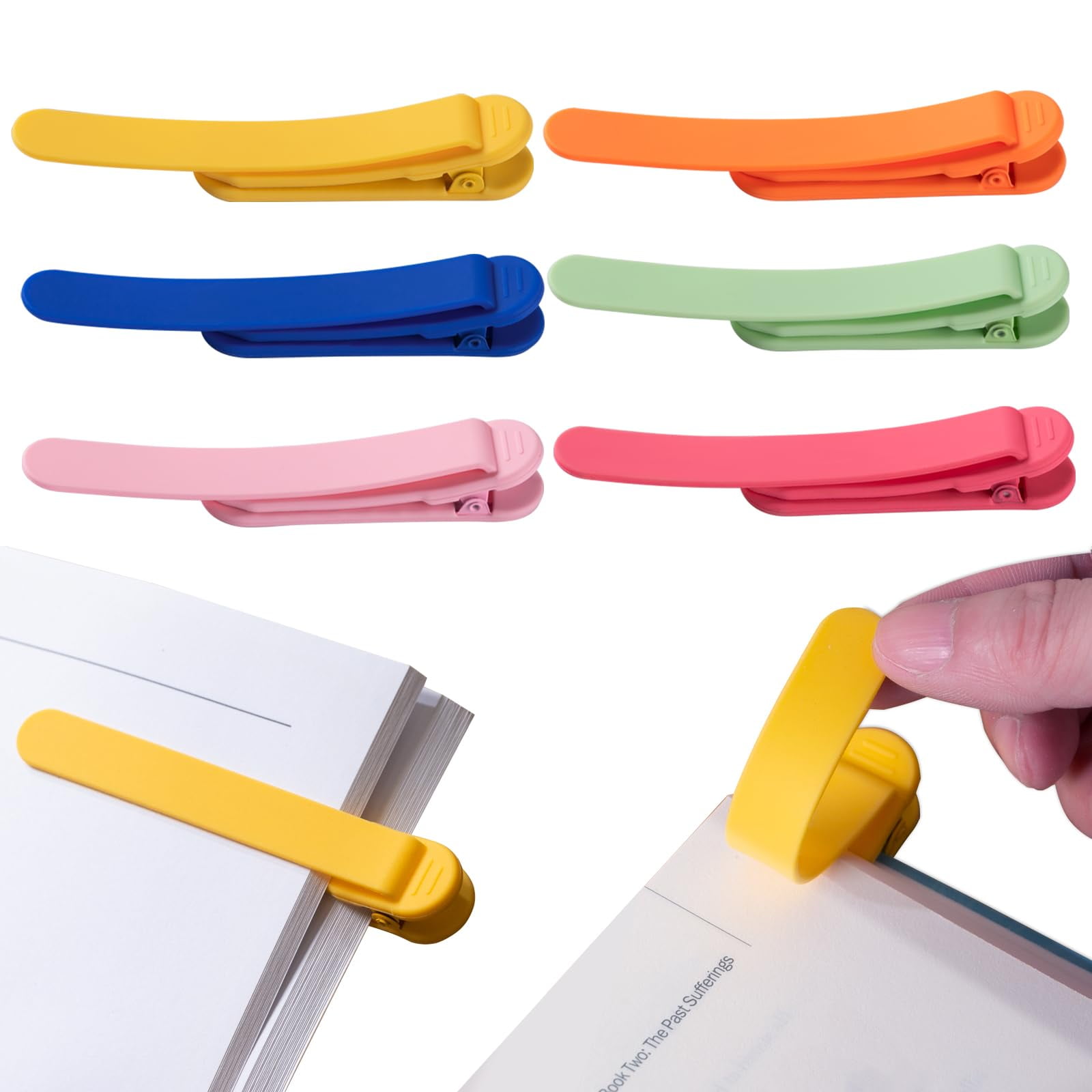 6 Pack Automatic Bookmark, Silicone Colorful Bookmarks Clip, Smart ...