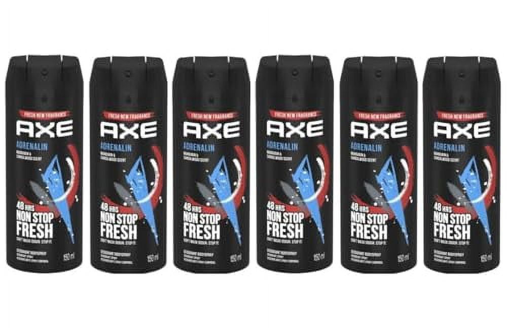 (6 Pack) Axe Adrenalin Body Spray for Men, 5.07 Oz (150ml) |Mandarin ...