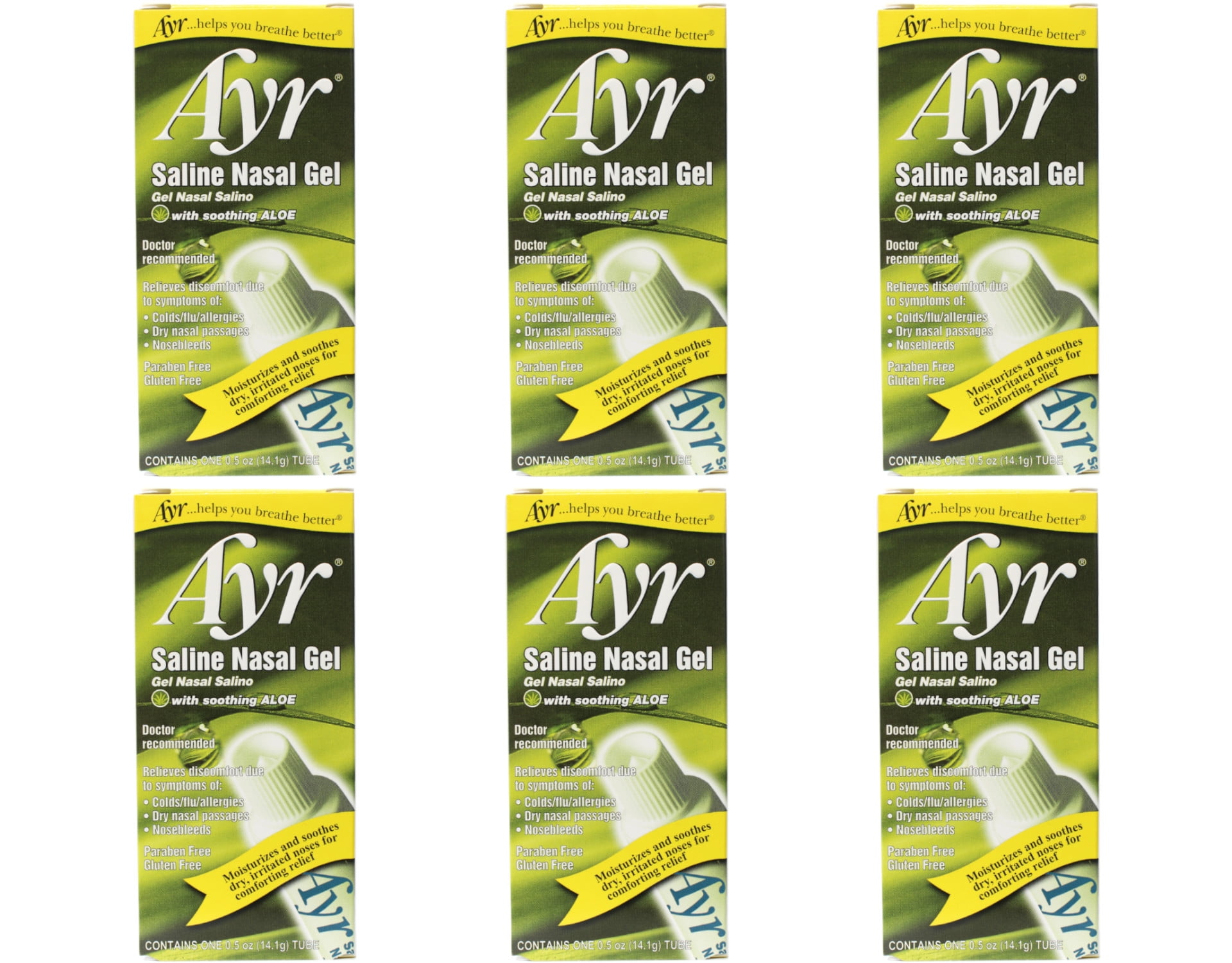 Ayr Saline Nasal Gel 0.50oz, 6 Pack - Soothing Relief for Dry ...