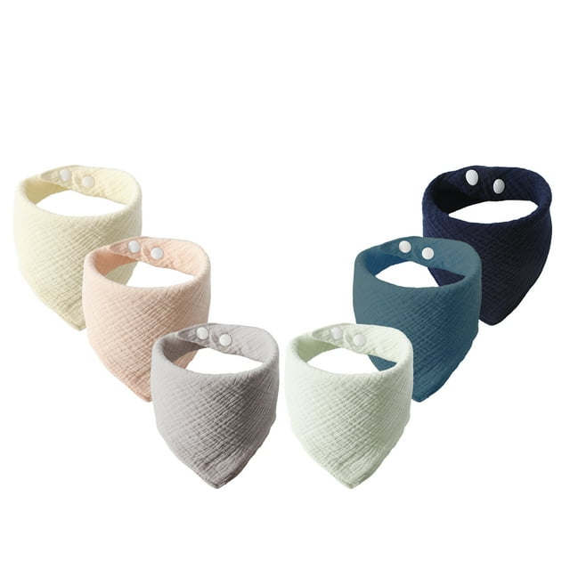 6 Pack Baby Muslin Bibs, Soft, Absorbent, Adjustable Snap, Assorted ...