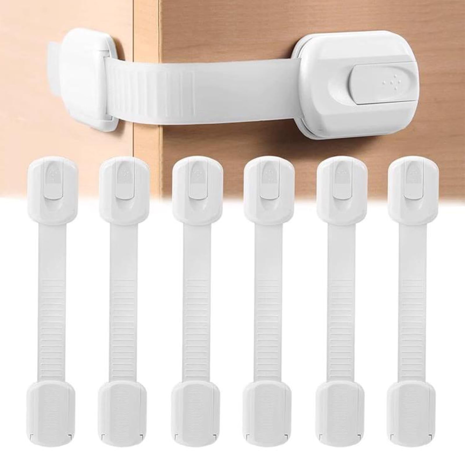 6-Pack Baby Proof Cabinet Locks No Drill Adjustable Safety Straps for ...