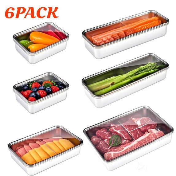 6 Pack Bacon Cheese Container for Refrigerator, 304 Stainless Steel ...
