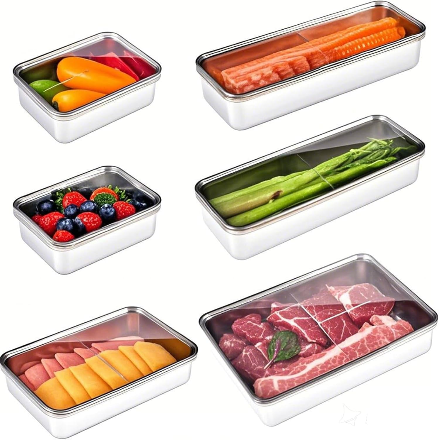 **6 pack bacon cheese container for refrigerator, stainless steel meat ...