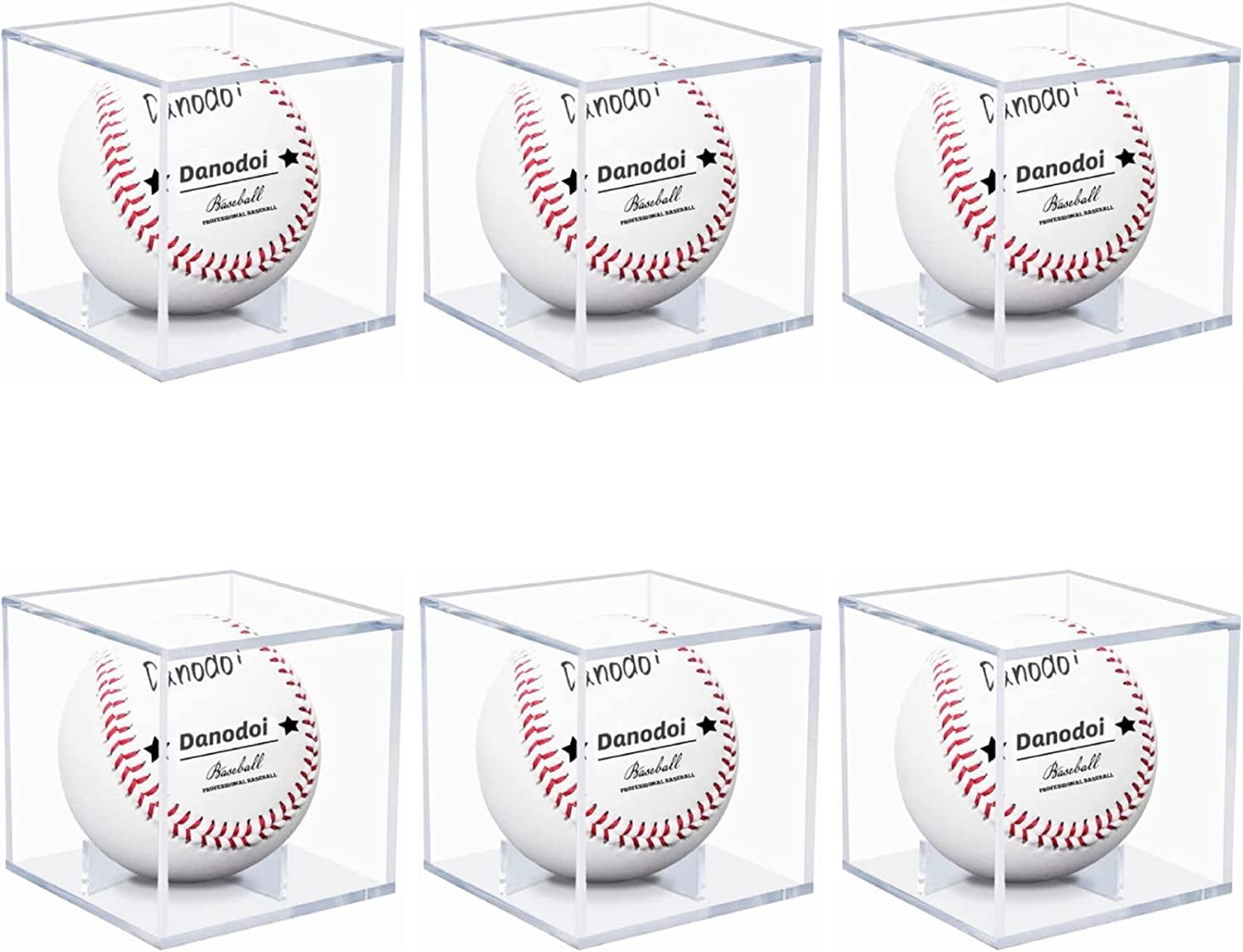 6 Pack Baseball Display Case UV Protected Acrylic Clear Baseball Holder ...