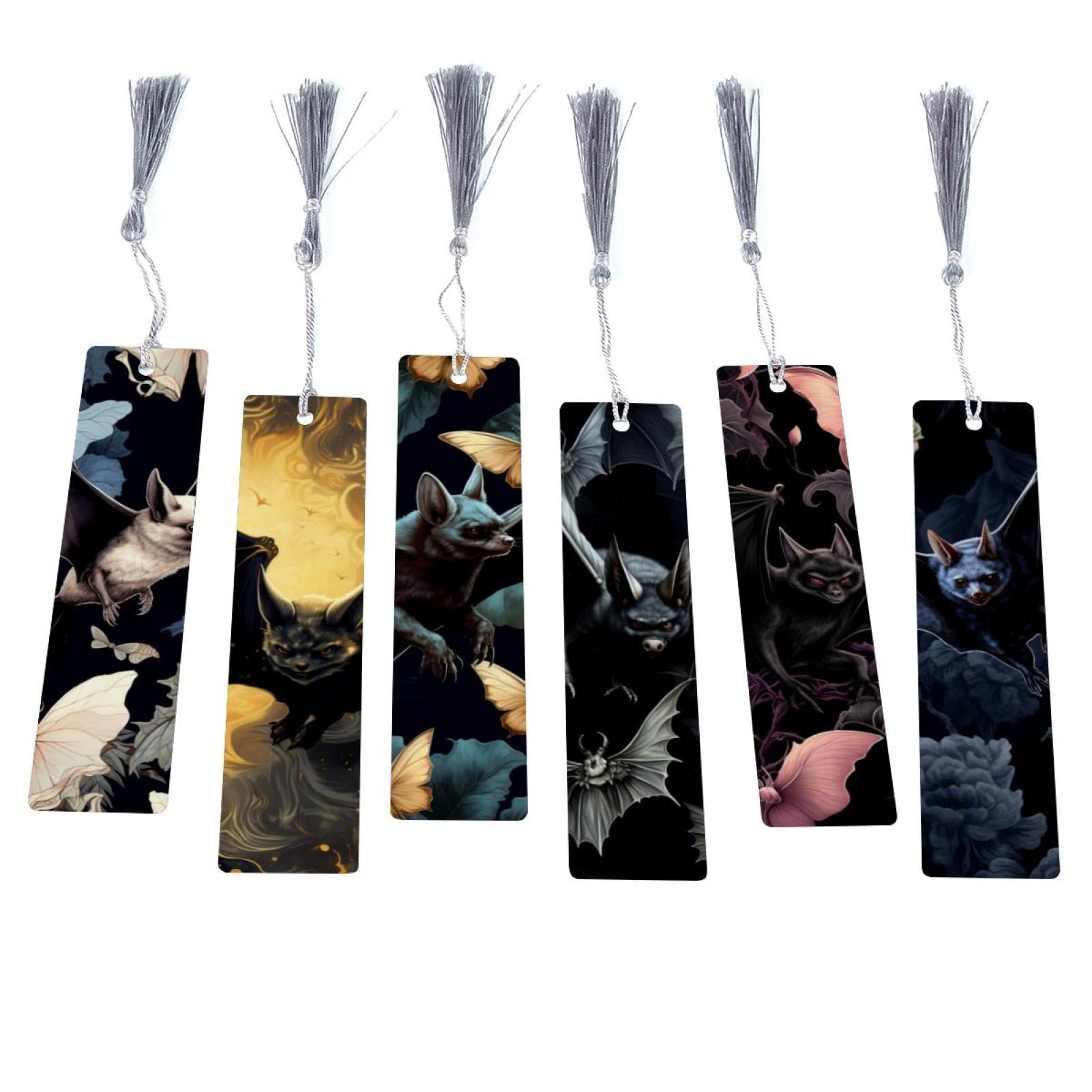 6 Pack Bat Bookmarks with Tassels for Kids School Supplies, Book Fairs ...