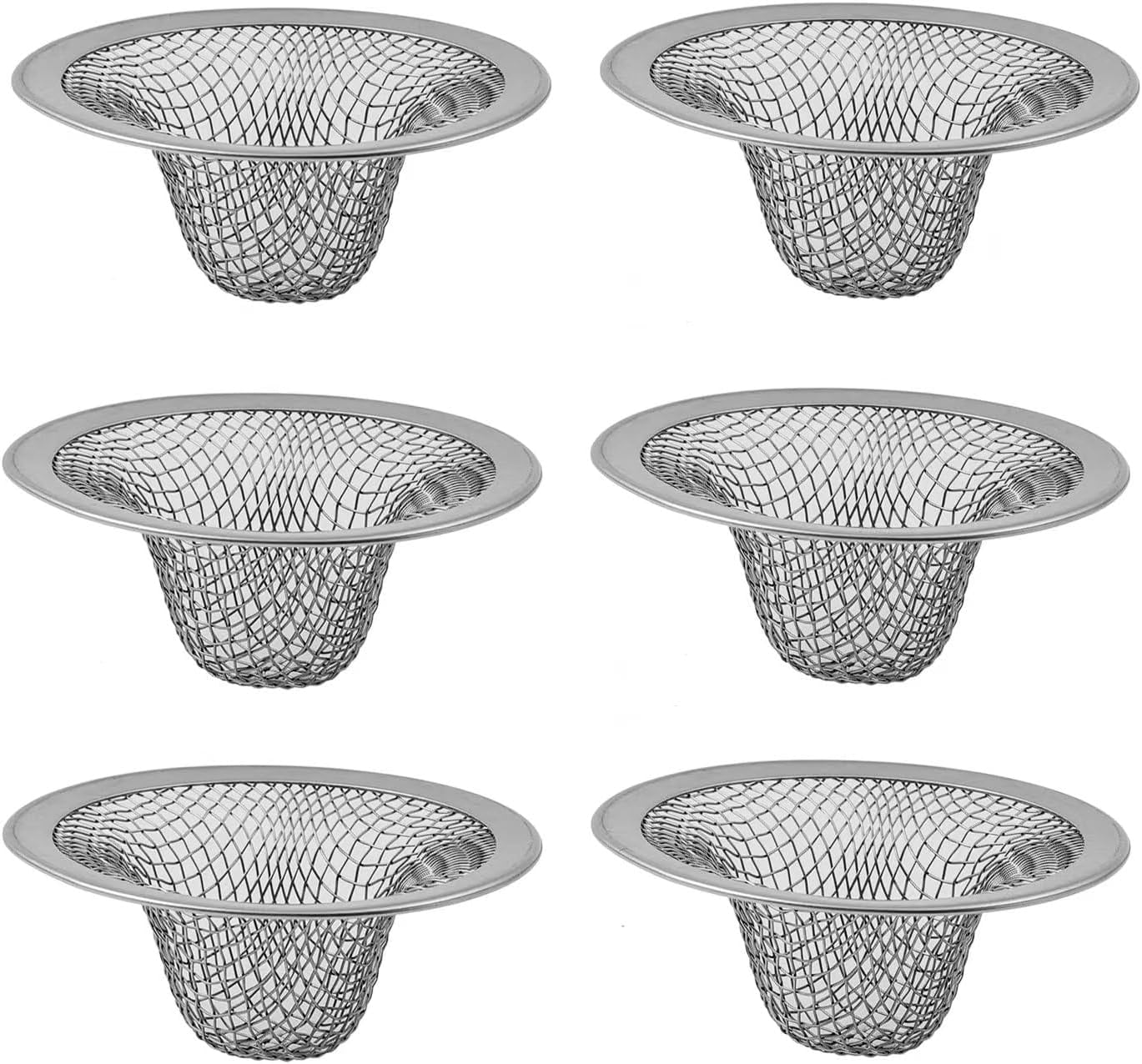 6 Pack Bathroom Mesh Sink Drain Strainer - 2.12" Top / 1" Small ...