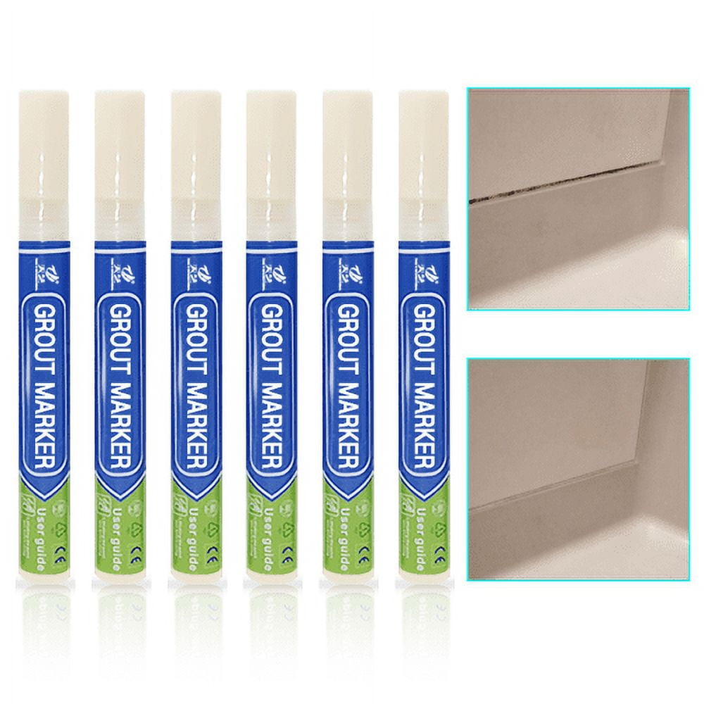 【6-Pack】Bathroom grout cleaner Repair Pen Kit|Beige Waterproof Tile ...