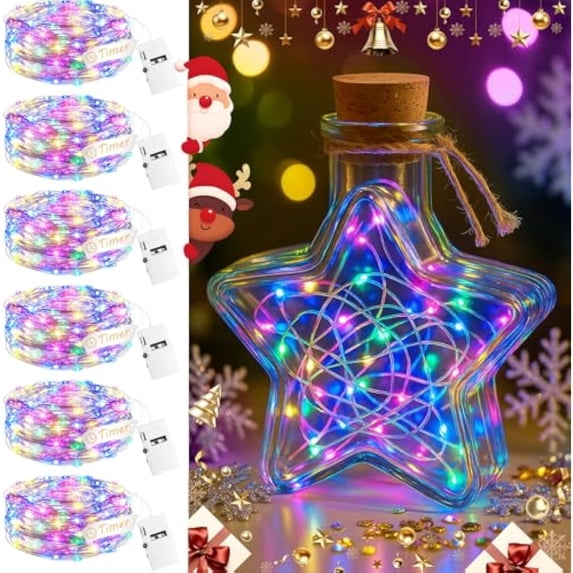 6 Pack Battery Operated Fairy Lights with Timer 7ft 20LED, 3 Modes ...