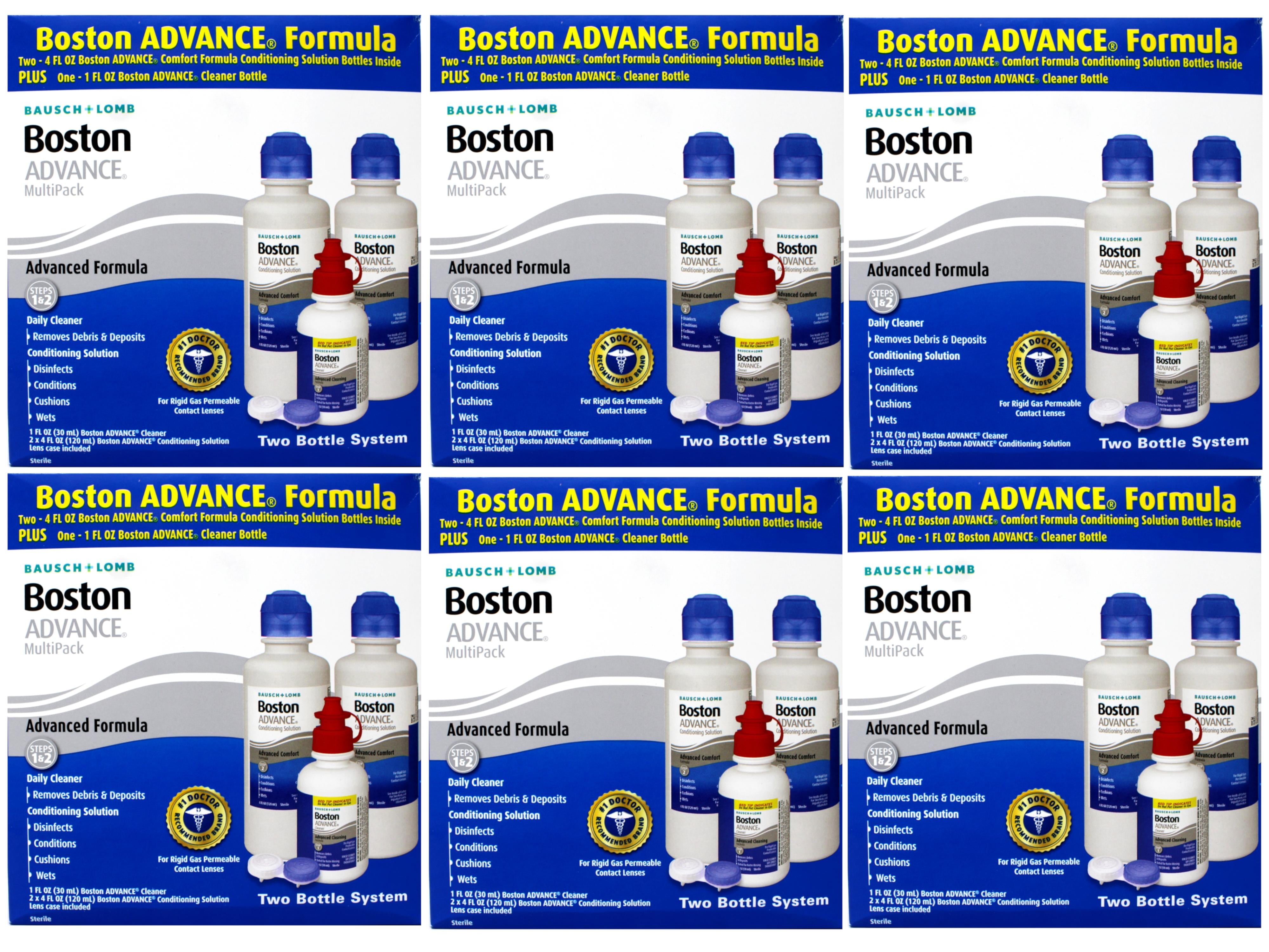 6 Pack - Baush & Lomb Boston Advance Multi-Pack, Step 1&2 Leanses Cleaner (2 X 4 fl oz Plus 1 fl ...