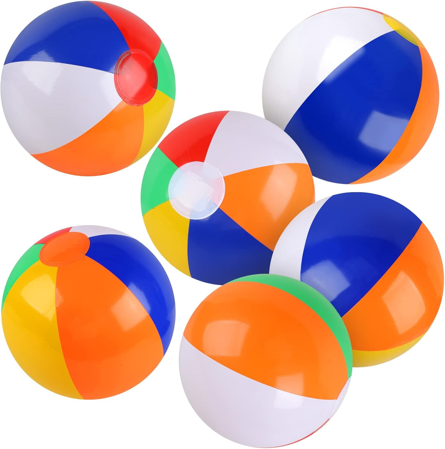 6 Pack Beach Balls, 10 Inch Beach Balls for Kids, Rainbow Color Pool ...