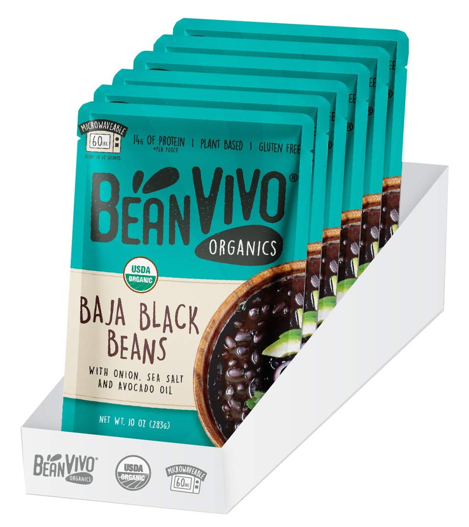 BeanVivo Organics Baja Black Beans, Healthy Microwavable Snack, Gluten ...