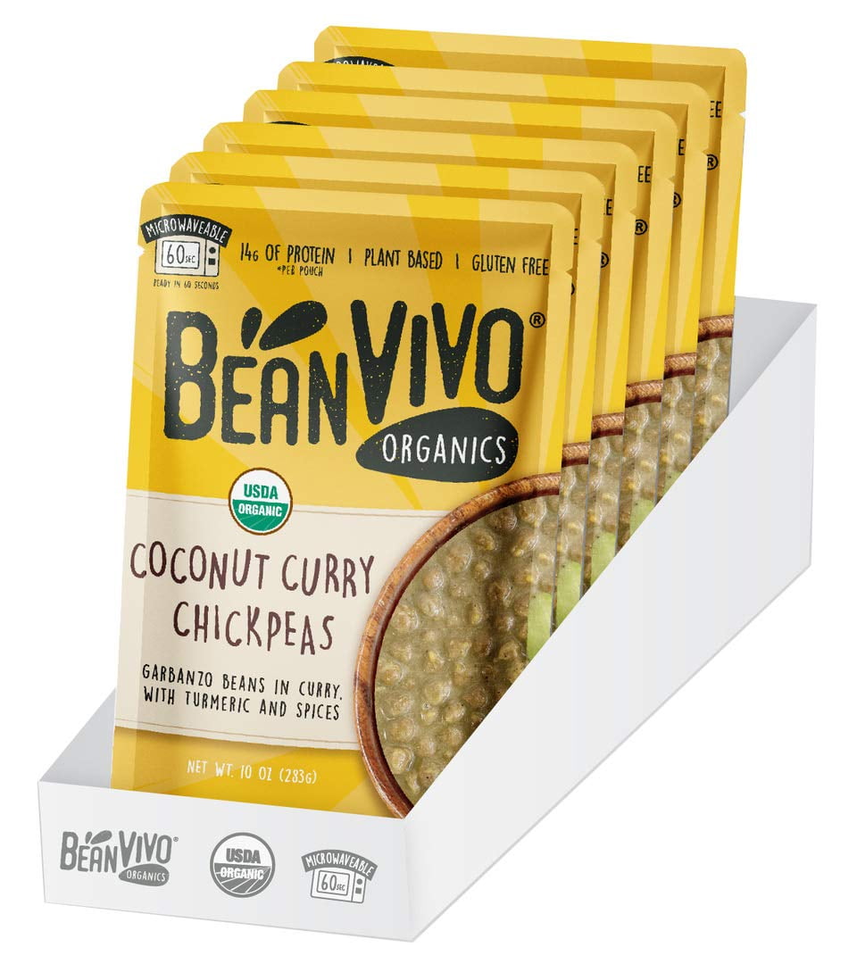 BeanVIVO, Organic Coconut Curry Chickpeas, 10 oz Pouch, 6 Pack ...