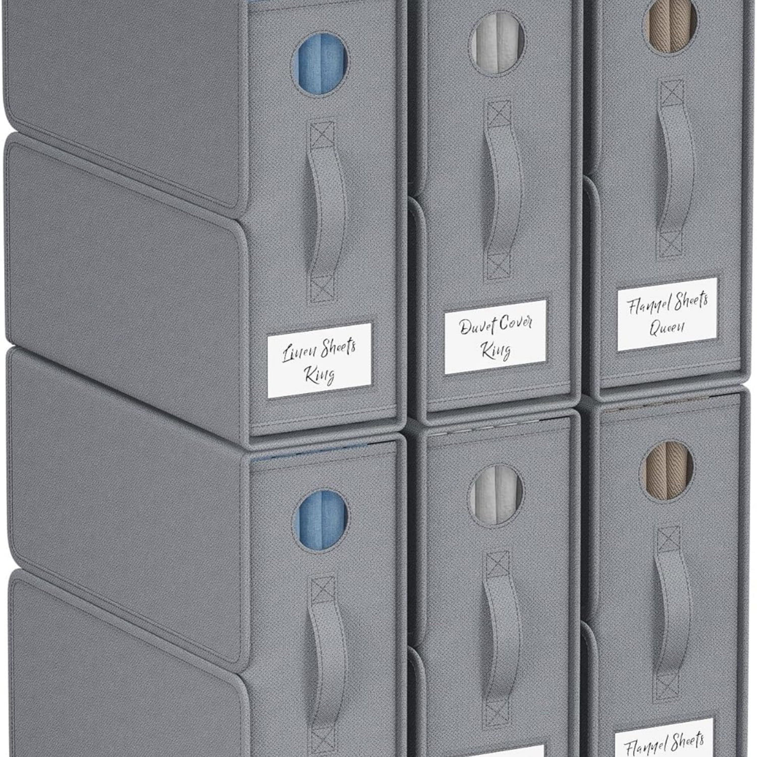 6-Pack Bed Sheet Organizers and Storage, Foldable Linen Bins with ...