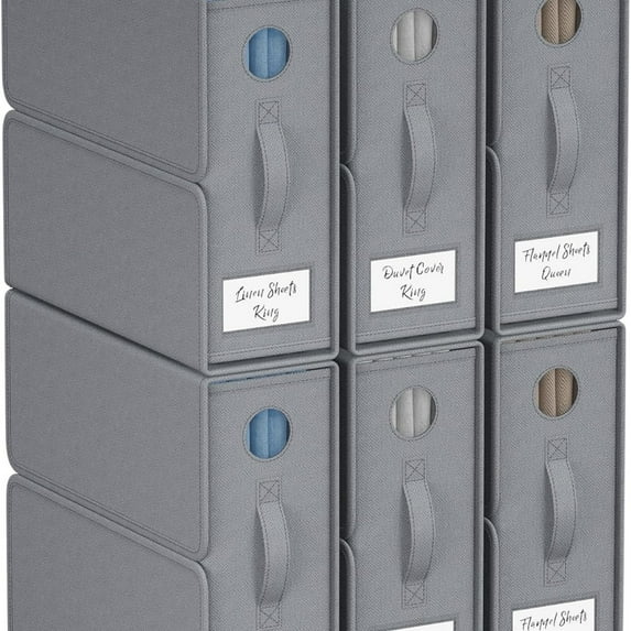 6-Pack Bed Sheet Organizers and Storage, Foldable Linen Bins with ...