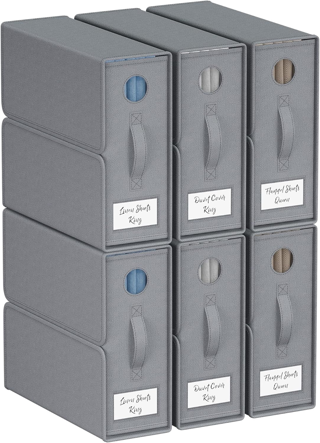 6-Pack Bed Sheet Organizers and Storage, Foldable Linen Bins with ...