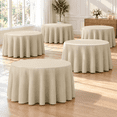 6 Pack Beige Round Tablecloths 132 Inch For 72