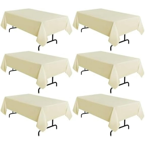 6 Pack Beige Tablecloth 60 x 102 Inch, Rectangle Table Cloth for 6 Feet ...