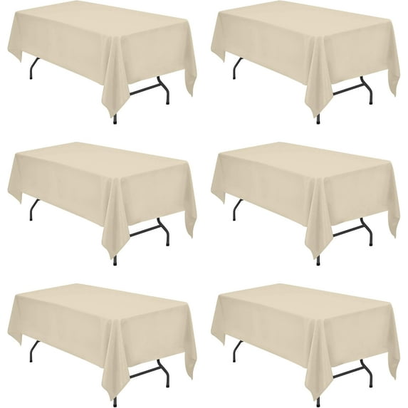 6 Pack Beige Tablecloths 60 x 102 Inch for 6ft Rectangle Tables - 150 ...