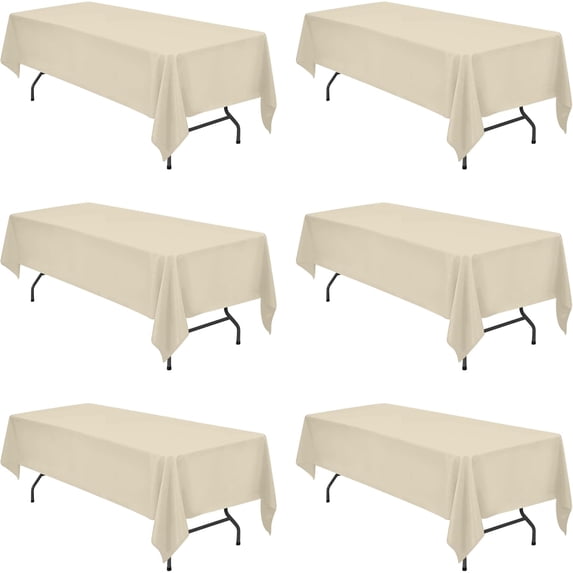 6 Pack Beige Tablecloths 60 x 126 Inch for 8ft Rectangle Tables - 150 ...