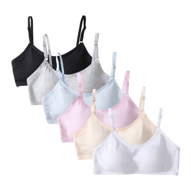 6 Pack Big Girls Bra Comfort Seamless Padded Training Bra for Girl ...