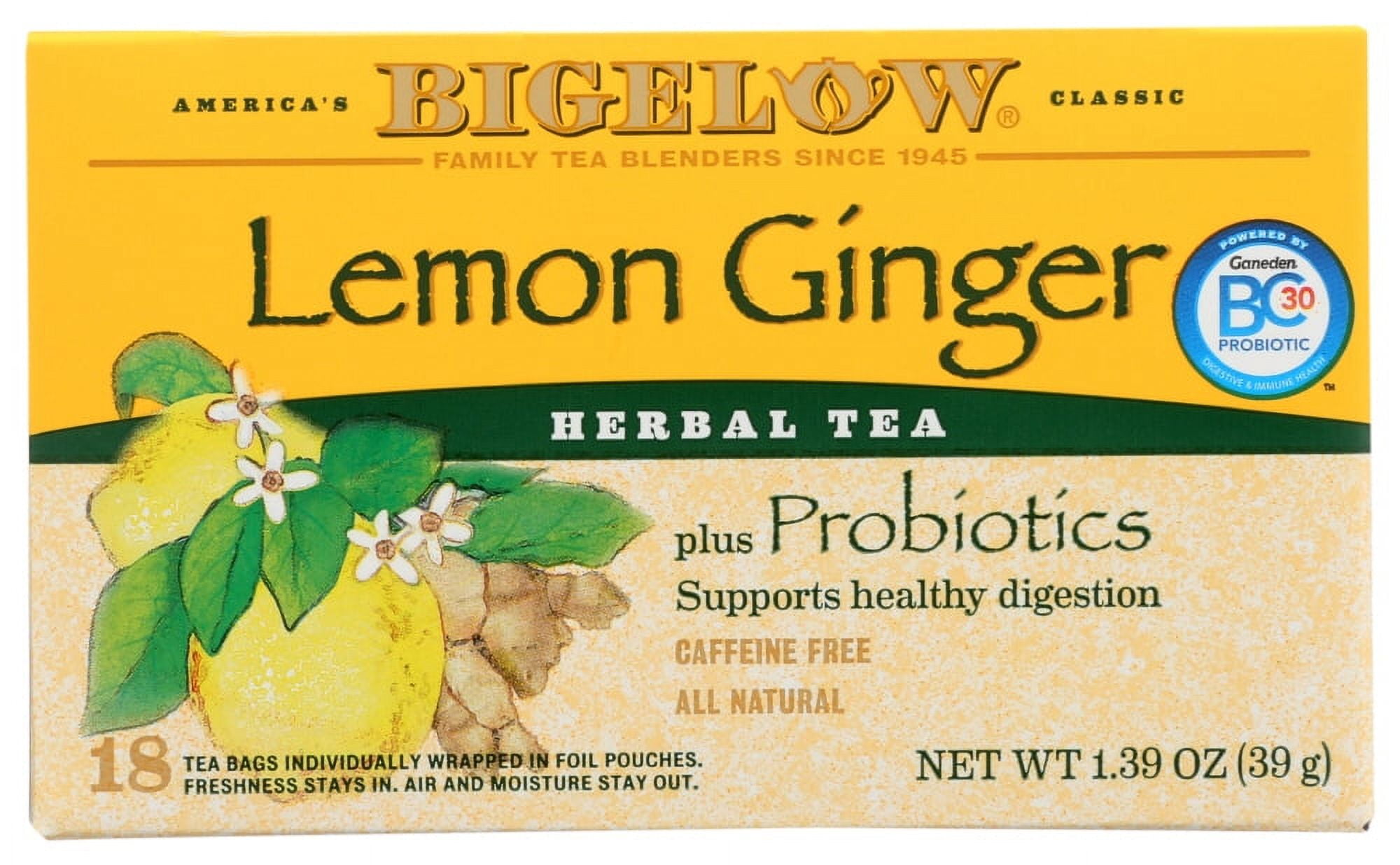 (6 Pack)Bigelow Herbal Tea, Lemon Ginger Plus Probiotics, 18 ct ...