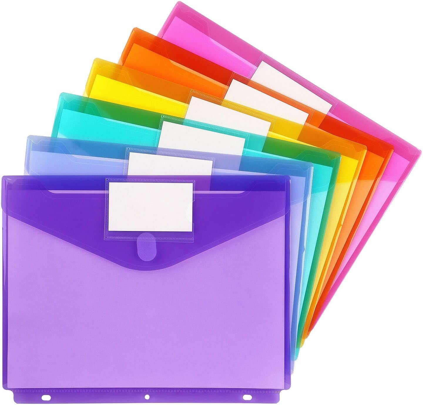 6 Pack Binder Pocket, Plastic Folders with Label, Binder Organizer ...