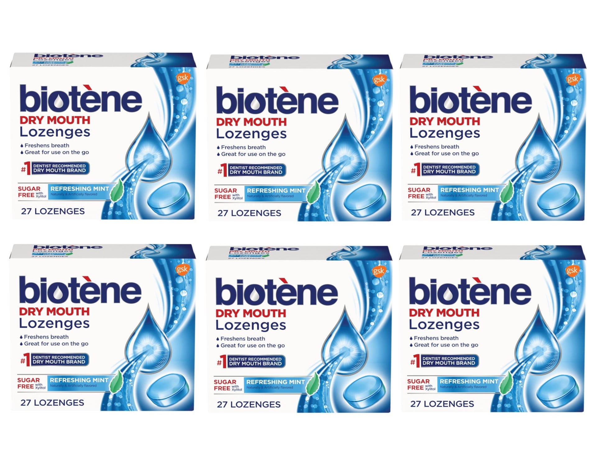 Biotene Dry Mouth Lozenges, Refreshing Mint, Fresh Breath, 6 Pack, 27 ...