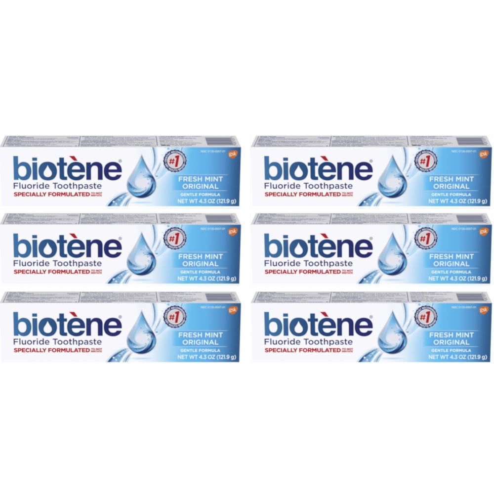 Biotene Fresh Mint Original Fluoride Toothpaste, Gentle Formula, 6 Pack ...
